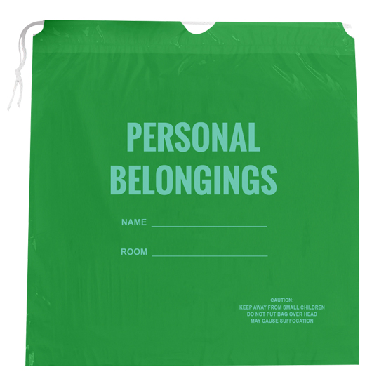 18W x 20H, Green Patient Belonging Bags | Action Health