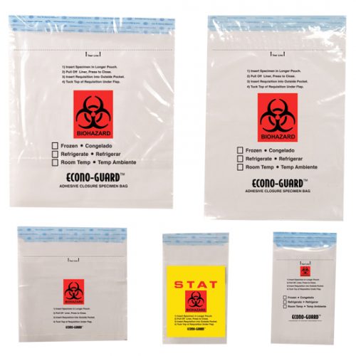 6W x 9H, Econo-Zip Red Imprint Specimen Bags | Action Health